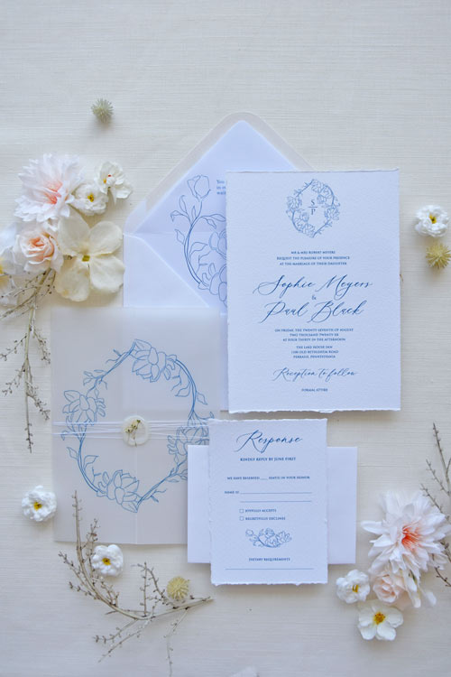 Bluebell Twilight Minimalist Wedding Invitation Suite