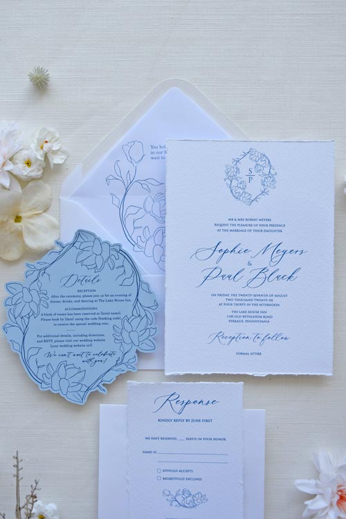Bluebell Twilight Minimalist Wedding Invitation Suite