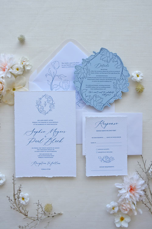 Bluebell Twilight Minimalist Wedding Invitation Suite